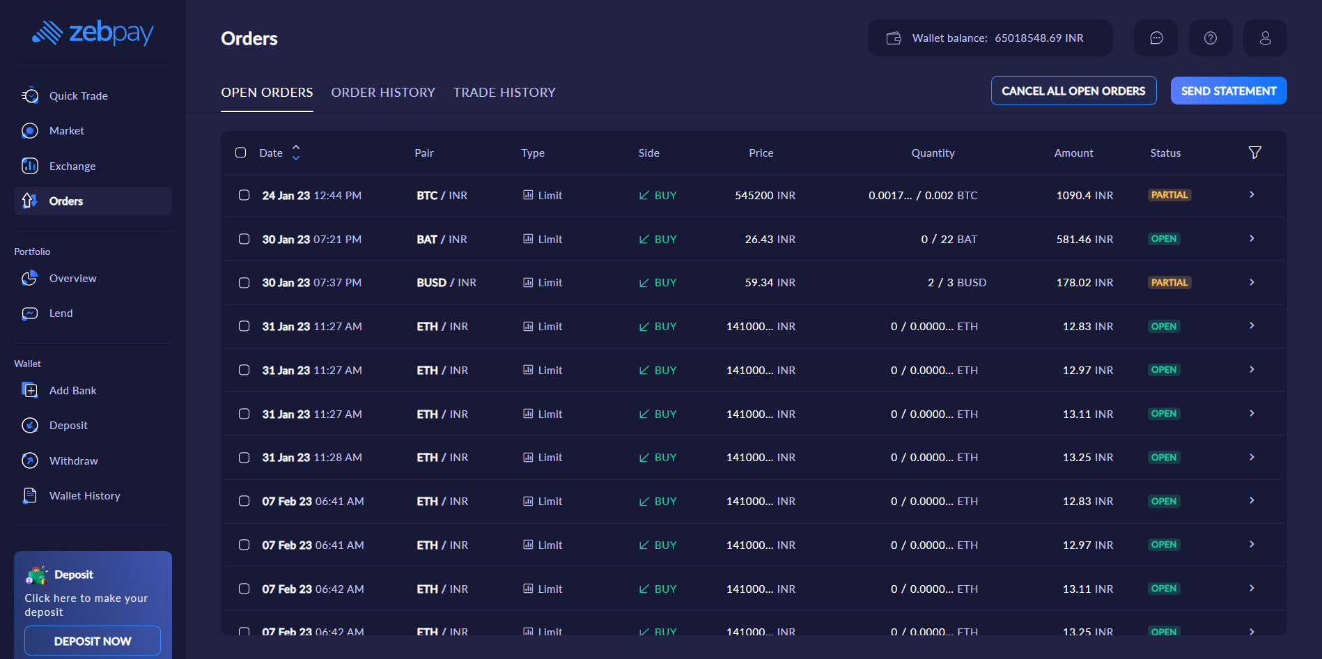 Introducing A Brand New Orders Tab | ZebPay